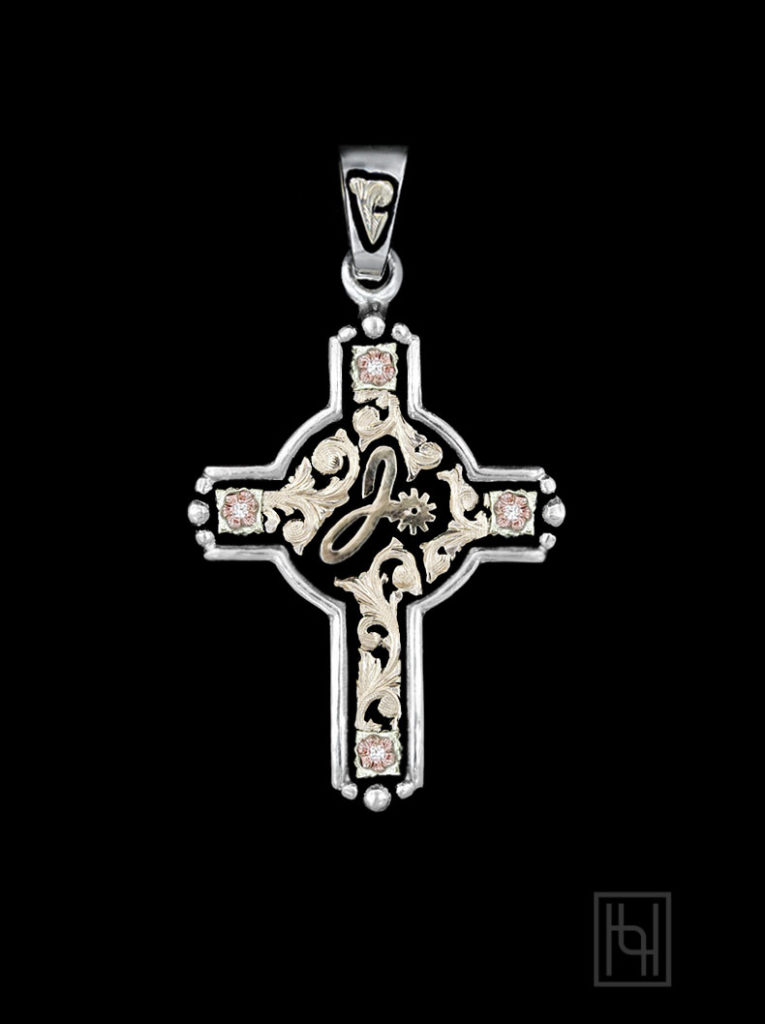 Custom Cross Necklace Pendant Engraved with Ranch Brand