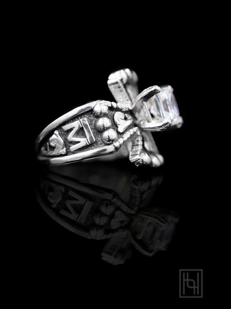 Custom Chopper Cross with Solitaire - Custom Rings by Hyo Silver