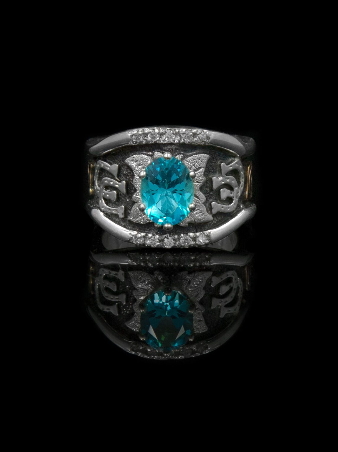 Custom Ring with Crystals & Solitaire - Custom Rings by Hyo Silver