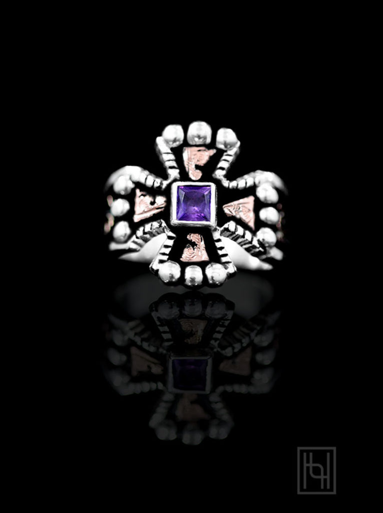 Custom Crystal Chopper Cross Ring - Custom Rings by Hyo Silver