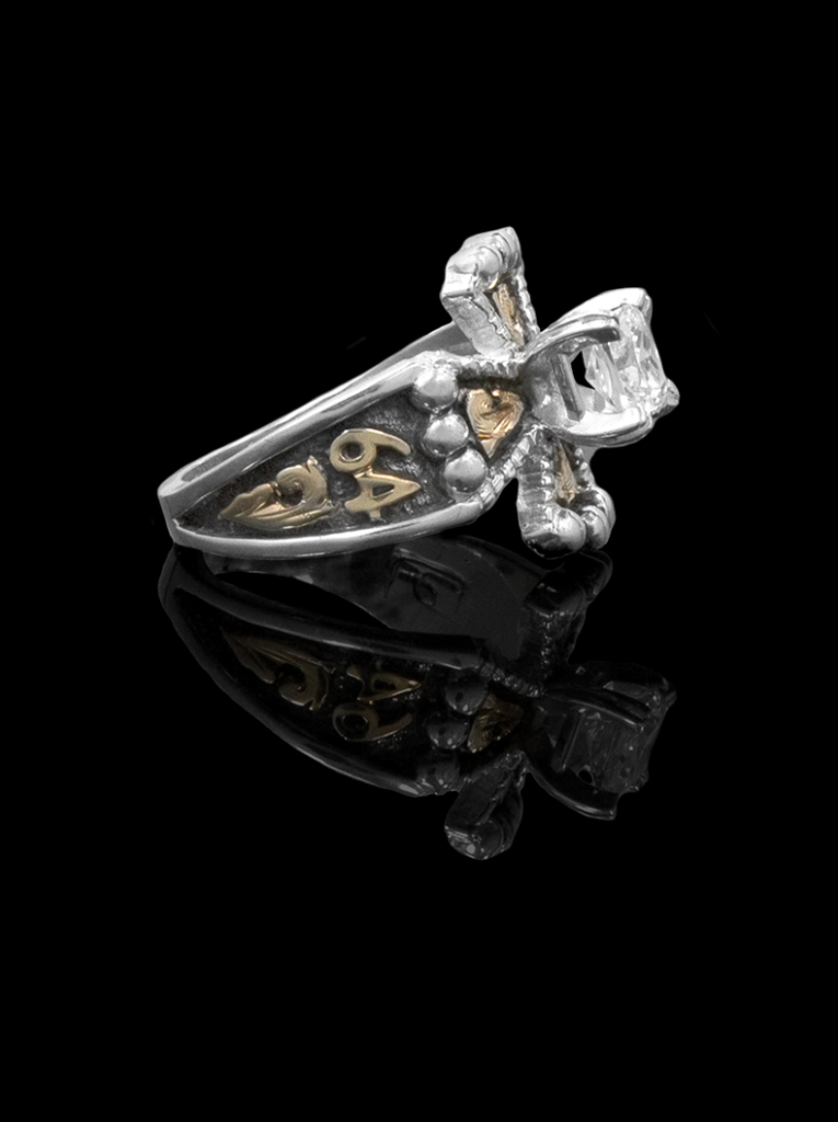 Custom Chopper Cross with Solitaire - Custom Rings by Hyo Silver