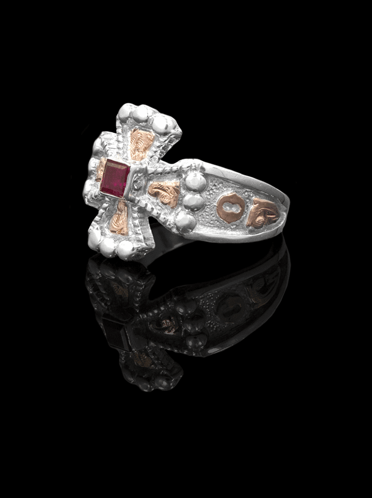 Custom Crystal Chopper Cross Ring - Custom Rings by Hyo Silver