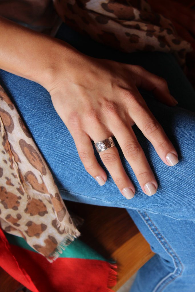 Vintage Engraved Silver Solitaire Ring - Oxidized | Hyo Silver