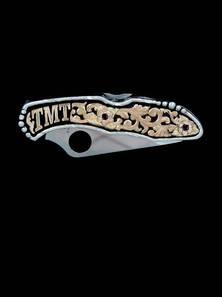 Large Monogram Knife with Silver Scrolls - Hyo Silver