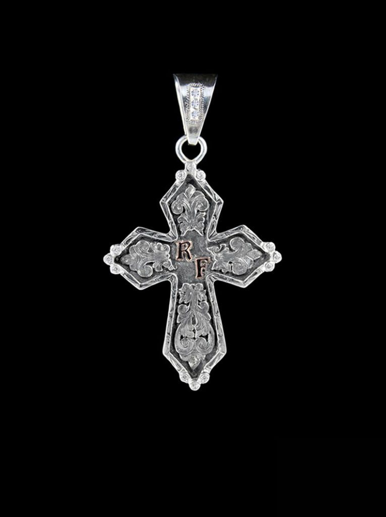 Custom Scroll & Crystal Cross - Custom Jewelry by Hyo Silver
