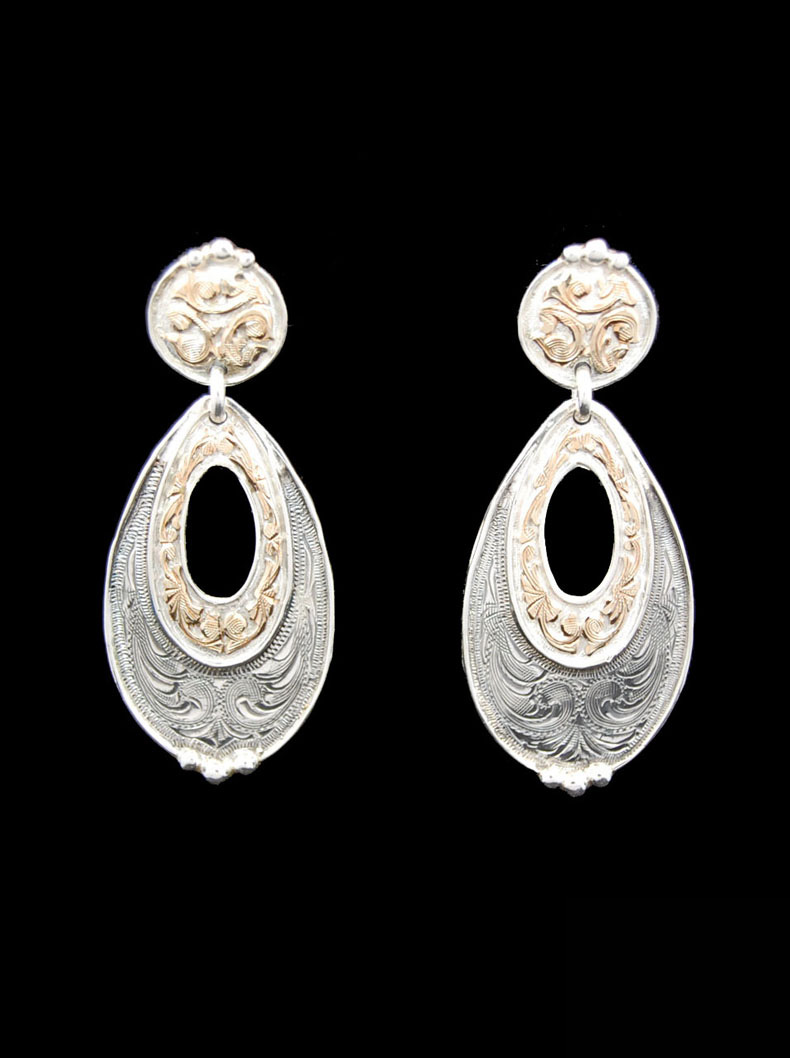 Engraved Dangle Teardrop Earrings Hyo Silver