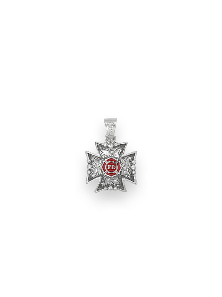 Sterling Silver Firefighter Maltese Cross Pendant | Hyo Silver
