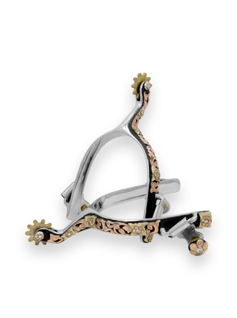 Women's Western Flower Engraved Spurs | Hyo Silver