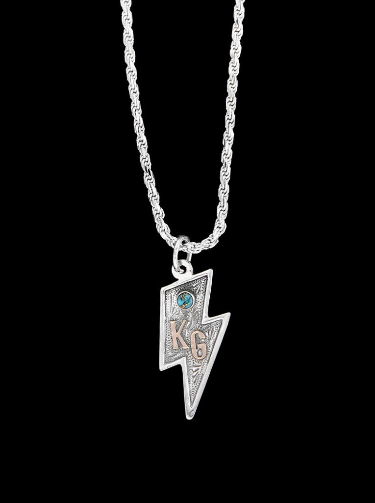 Thunderbolt Custom Initial Pendant with Gemstone | Hyo Silver