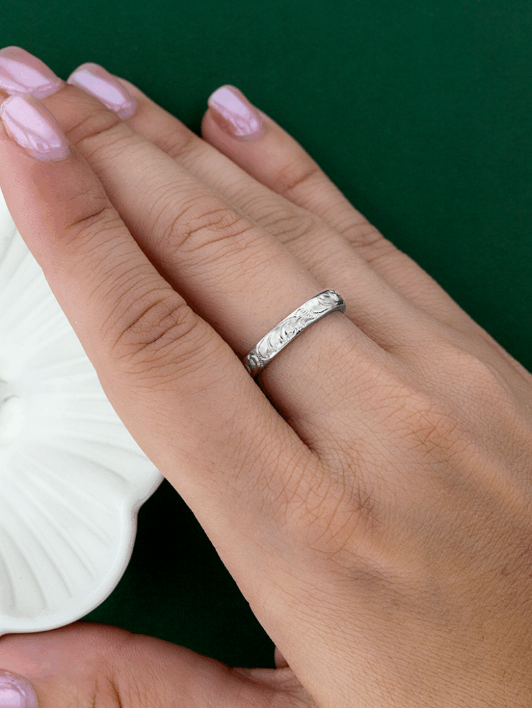 Engraved Stacking Ring | Handmade Silver Stacking Ring